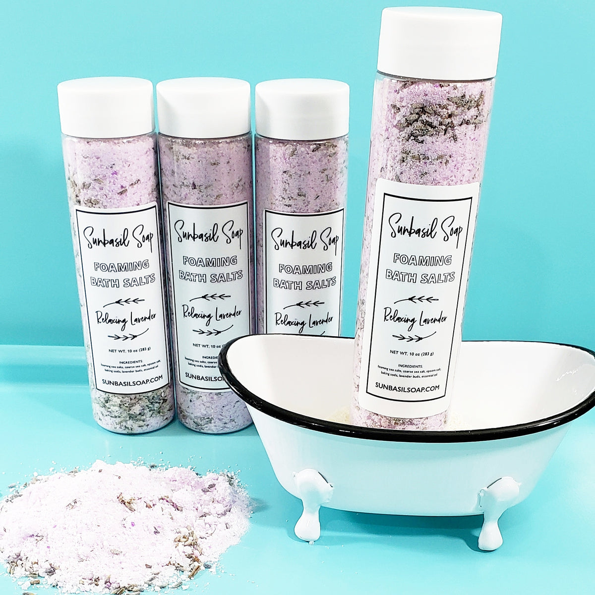 Shop Lavender Bath Salts | Bath Salts | Bubble Bath | Sunbasil Soap