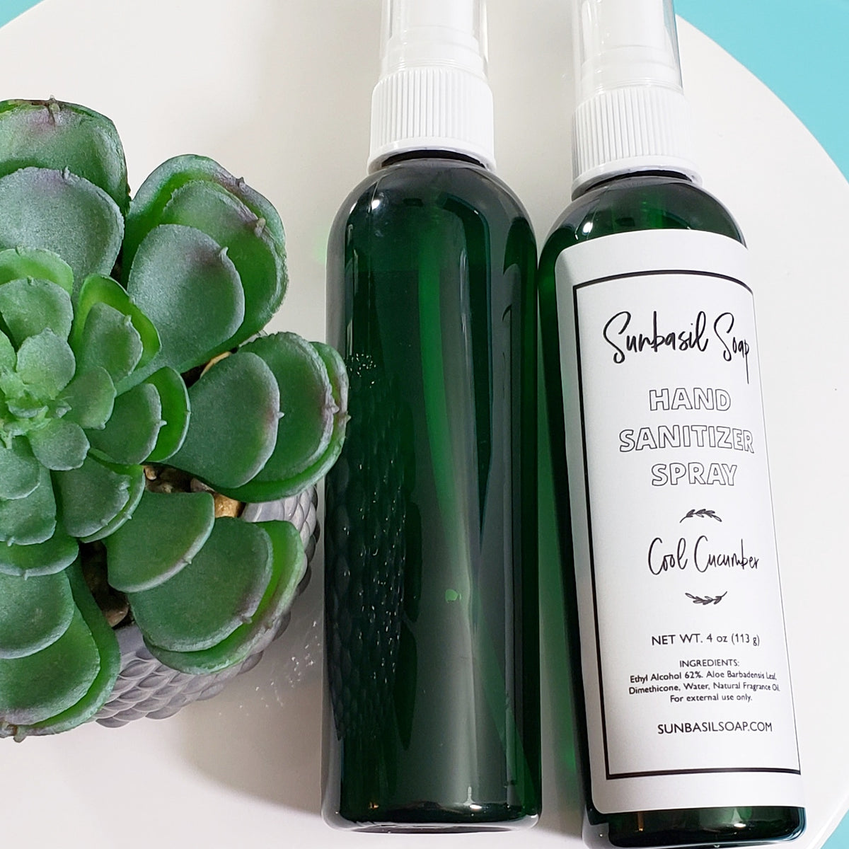 Spray Hand Sanitizer Cucumber Scent. Made in USA at Sunbasil Soap